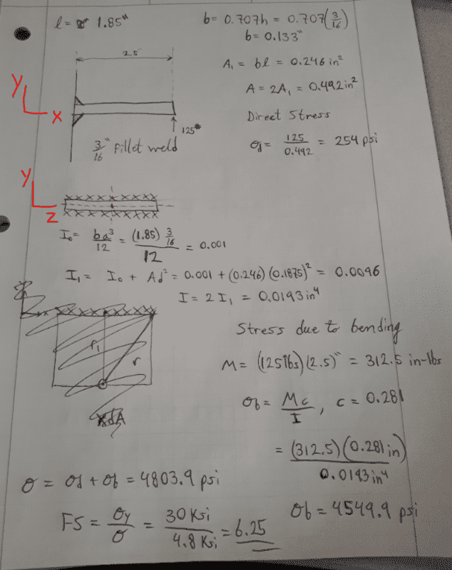 Stresses on a 3/16" fillet weld due to bending • Physics Forums