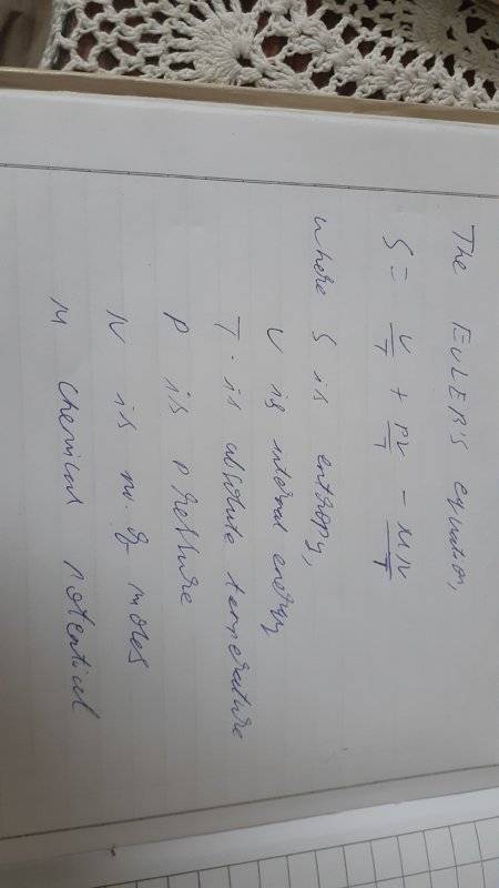 Fundamental equation (thermodynamics) from Euler's equation • Physics ...