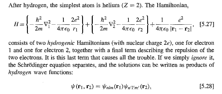 Wave function for the Helium molecule • Physics Forums