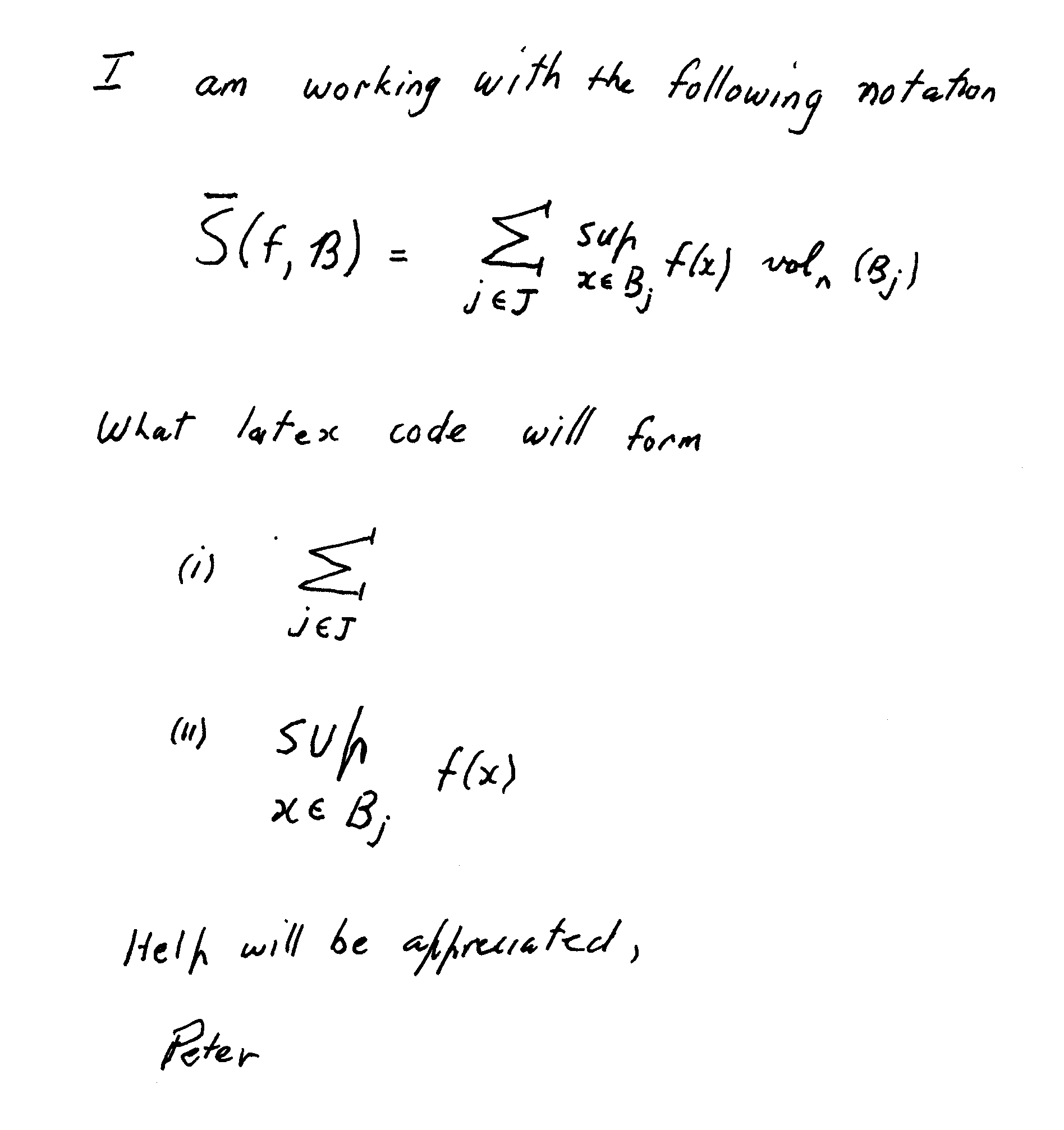 Latex Code For Upper Sum Physics Forums