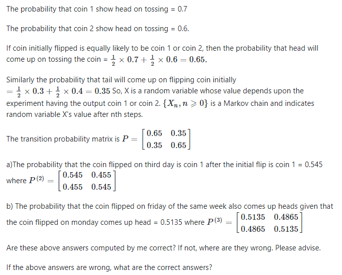Coin Flipping Problem Markov Chain 