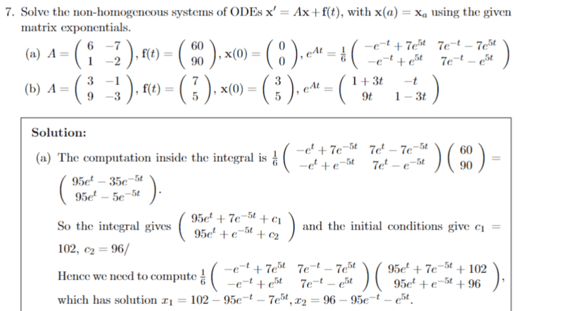 Solving Non Homogeneous System Of Ode Using Matrix Exponential 0298