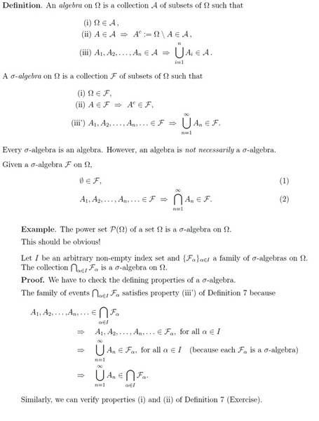 Sigma Algebra on Omega (Sample Space)