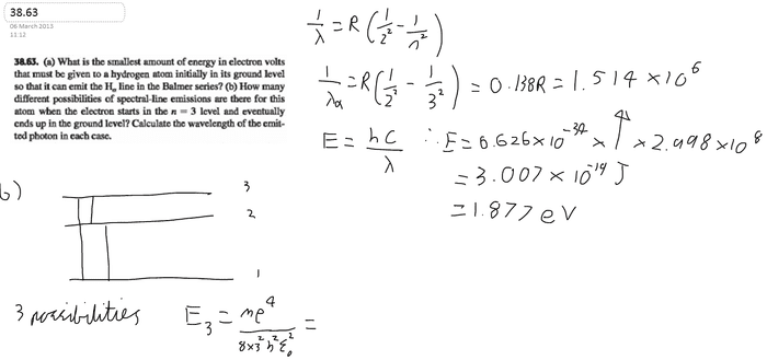 Energy of photons from Balmer series