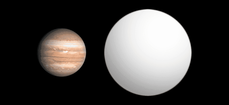 Size comparison of WASP-12b (gray) with Jupiter. • Physics Forums