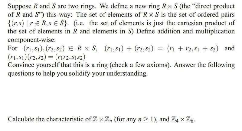 Calculating the characteristic of the cartesian product of rings