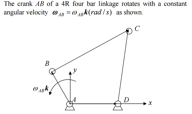 Kinematics of a four bar linkage system • Physics Forums