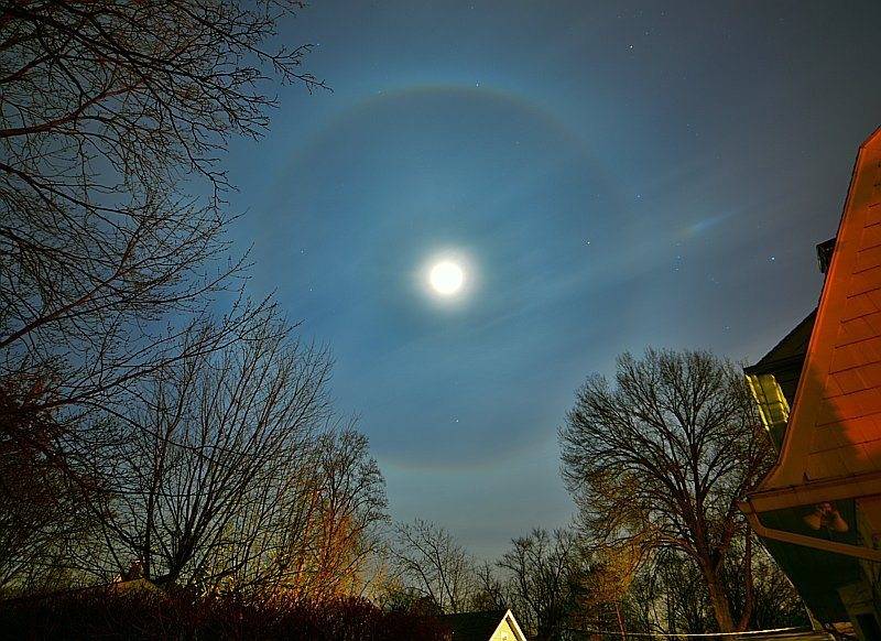 Atmospheric Optics: Moon 22° Halo & Paraselenic Circle