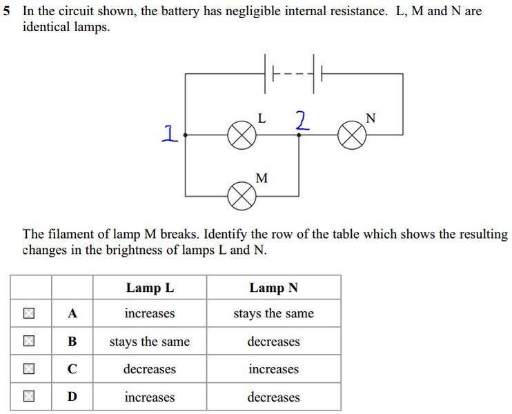 Analyzing the Effect of a Broken Lamp on Current Distribution in a Circuit