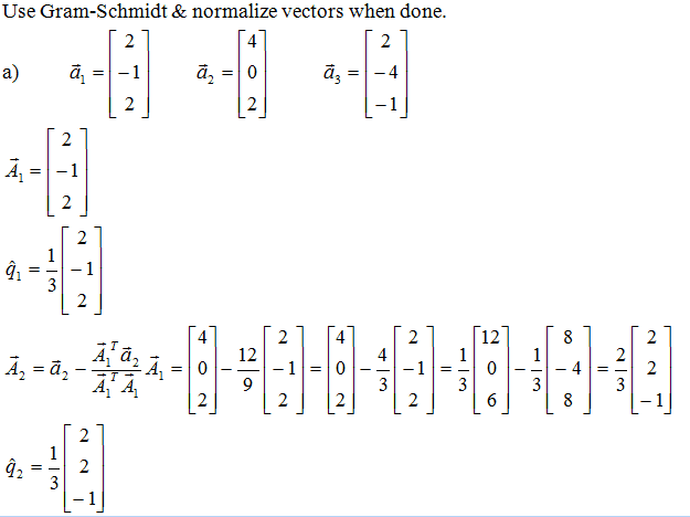 Linear Algebra - Gram Schmidt & Normalization - Error in Sol • Physics ...