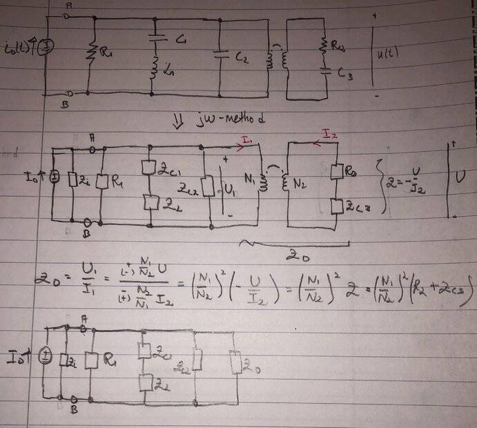 Alternating current circuit with transformer
