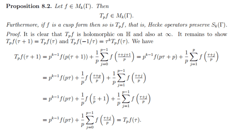 Modular Forms Hecke Operator Translation Property