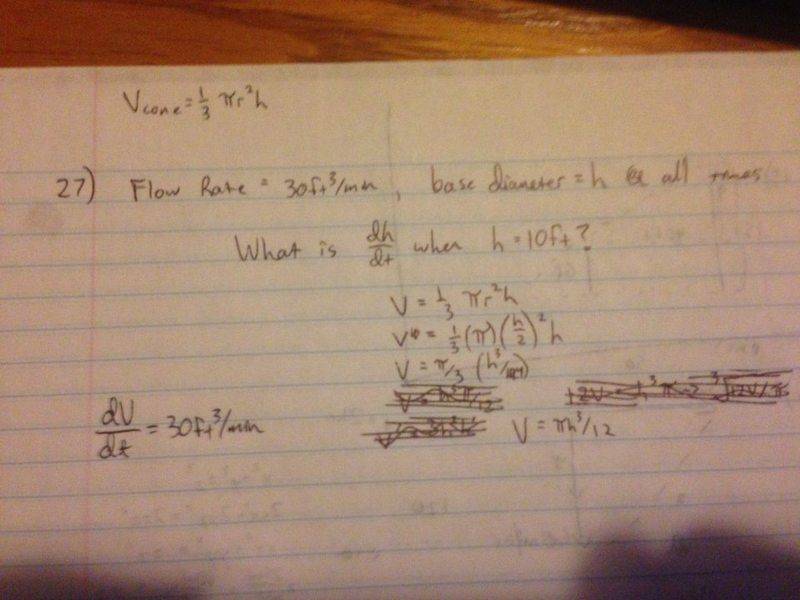 Calculating DH/dT for a Cone: Understanding dV/dH in the Volume Formula ...