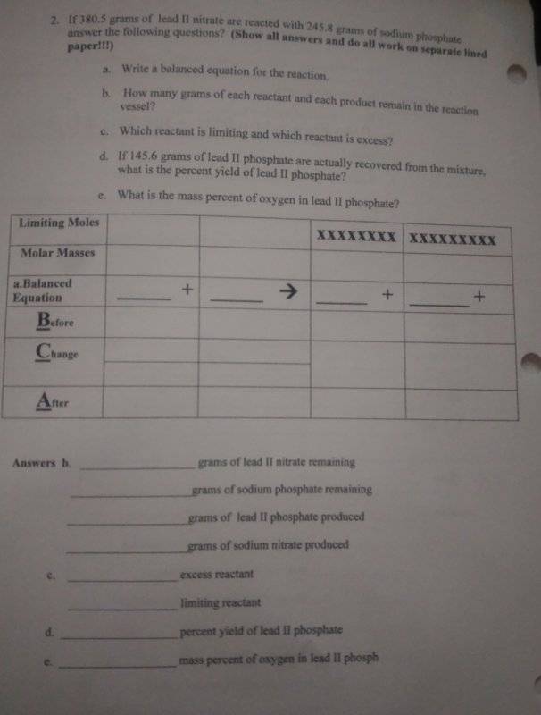 Stoichiometry Worksheet