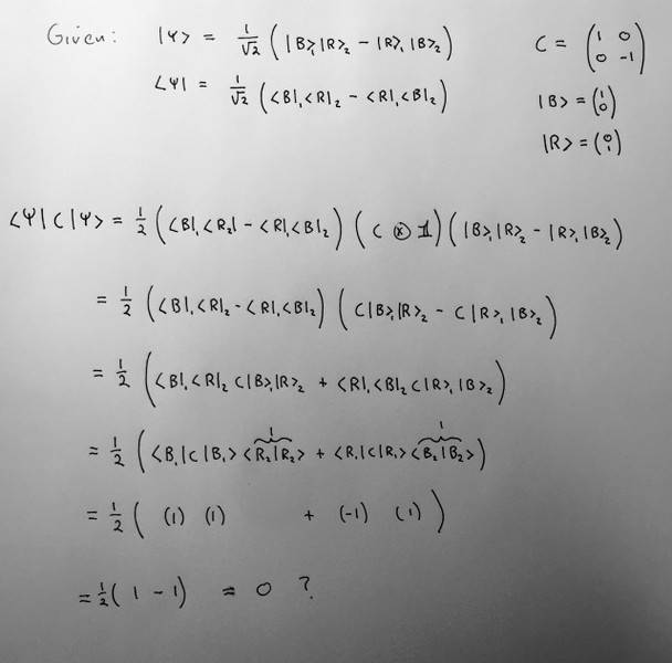 Calculate Expectation Value Of Entangled 2 State System