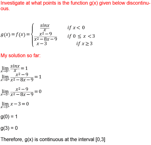 Calculus I Discontinuity Of Piecewise Function HW Problem