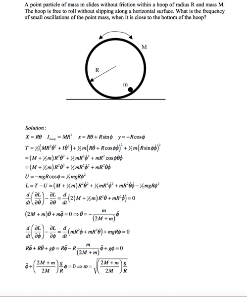 Small Angle Approximation to Hoop Oscillator • Physics Forums