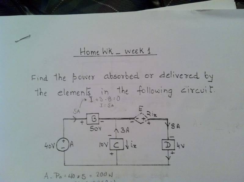 How Do You Calculate Power for Components C and E in a Circuit?