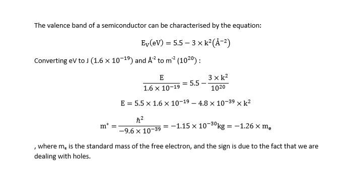 What is the Effective Mass Equation for Excited Electrons in Units of ...