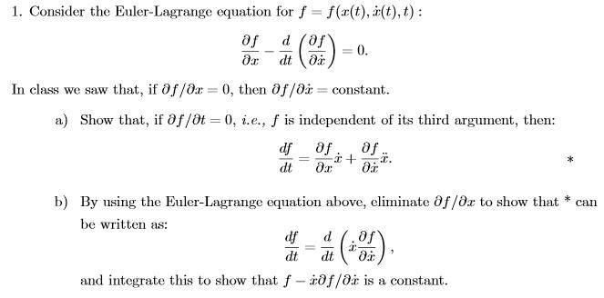Euler Lagrange Equation Application