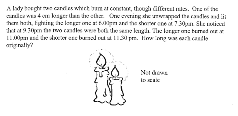 Candles burning at different rates • Physics Forums