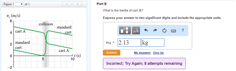 Solve for mass using a graph of a collision
