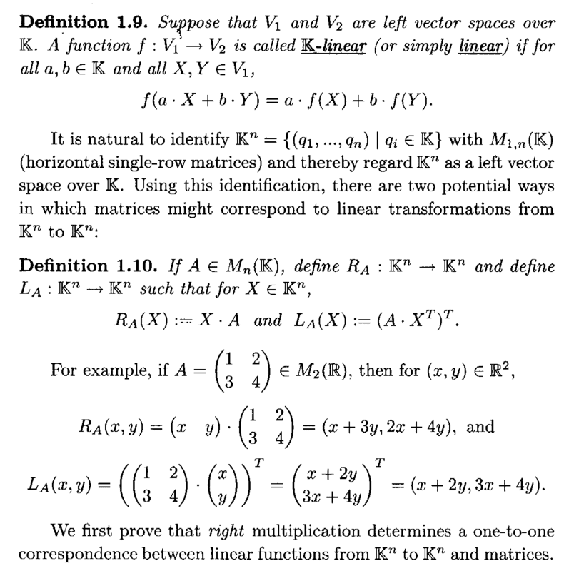 Complex-Linear Matrices & C-Linear Transformations .... Tapp, Propn 2.4