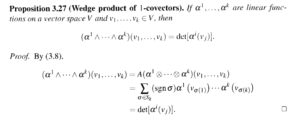 Wedge Product and Determinants .... Tu, Proposition 3.27 .... • Physics ...