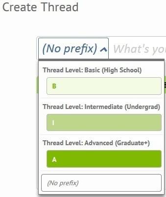 What do the prefixes I and B mean on threads? • Physics Forums