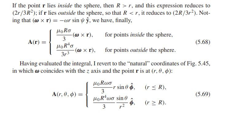 Vector potential in spherical coordinates