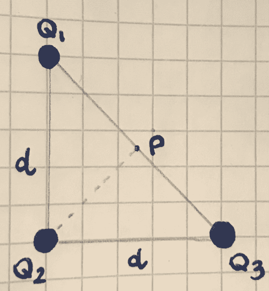 Find the electric field at the point P on a right triangle • Physics Forums