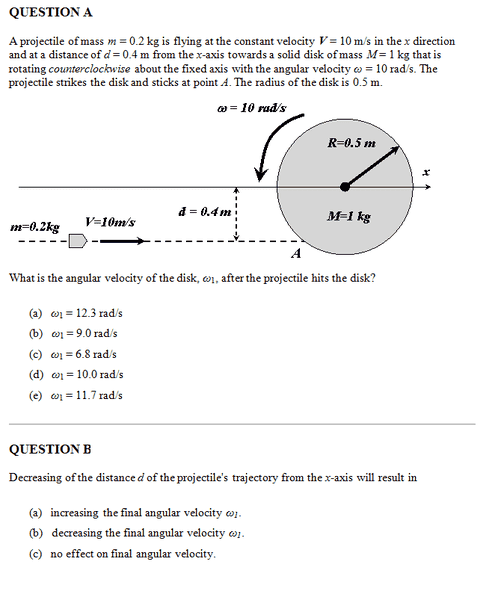 Projectile Strike Homework: Angular Momentum