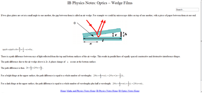 Optical path difference of air wedge